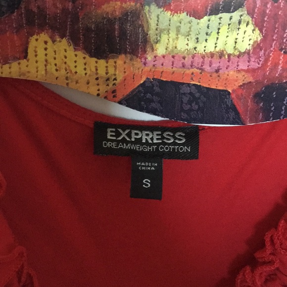 Express | Tops | Express Red Shirt Sleeve Ruffle Top | Poshmark